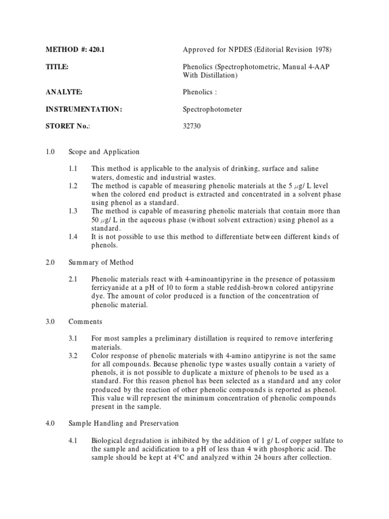 Colorimetric Method For The Determination of Phenolic Compounds | PDF ...