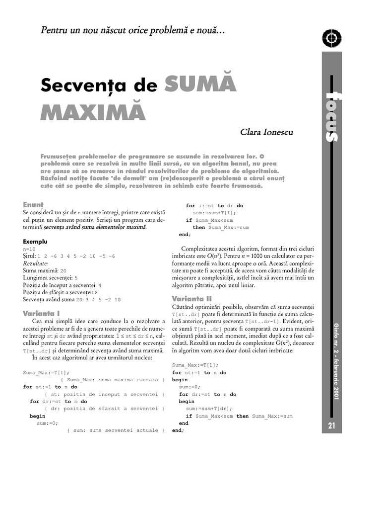 Secventa de Suma Maxima | PDF