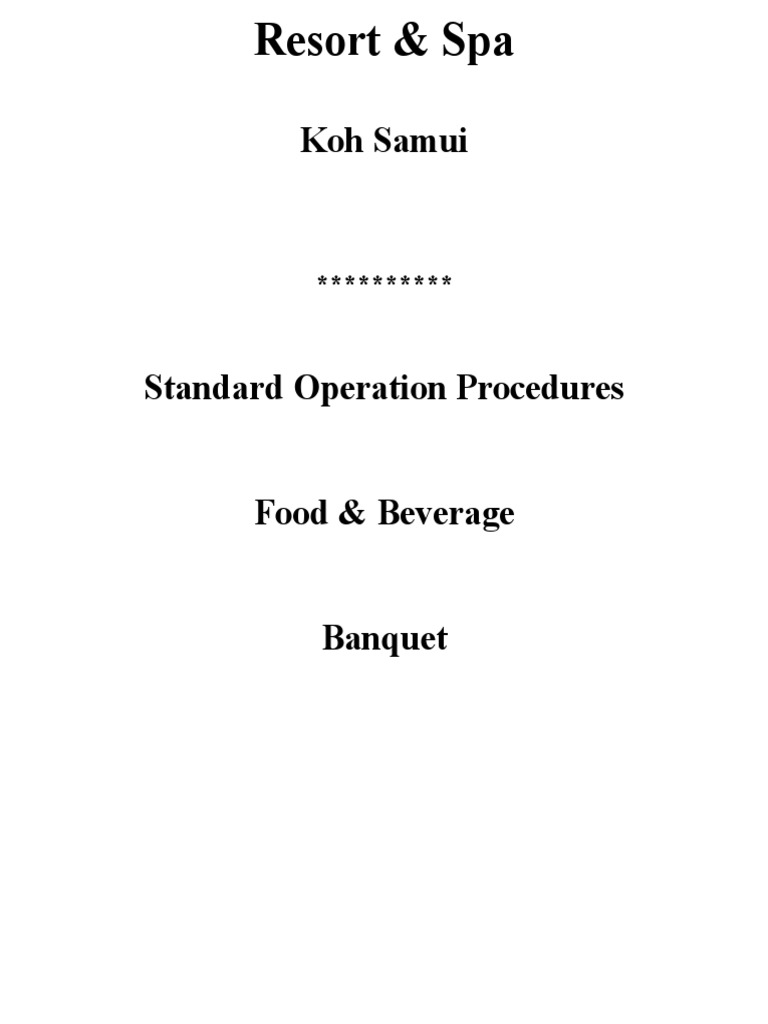 SOP Banquet Sample | PDF | Tableware | Cooking