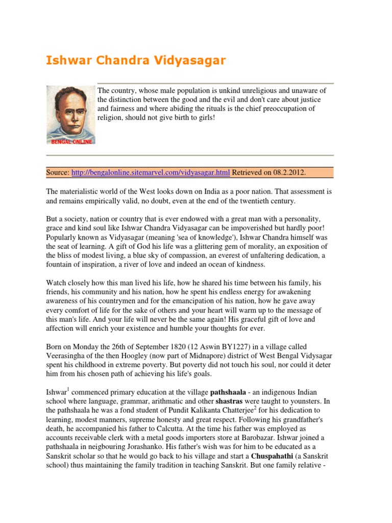Ishwar Chandra Vidyasagar Vidyasagar | PDF | Religion And Belief