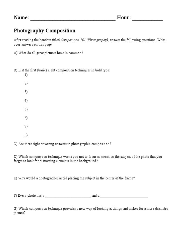 Photo Comp Questions | PDF