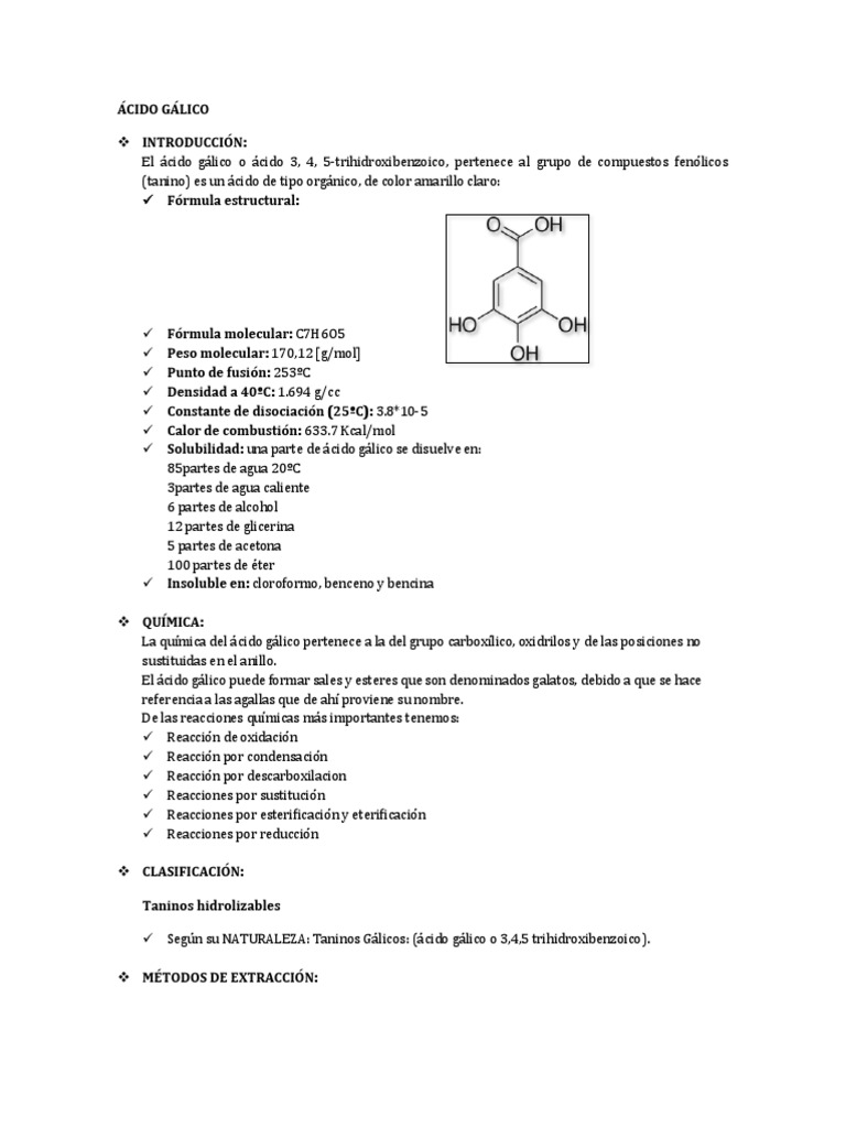acido gálico | Sustancias químicas | Compuestos químicos