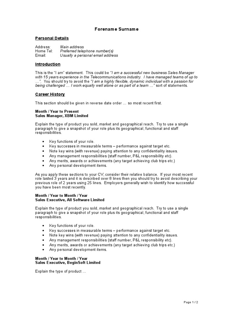 Personal Details: Forename Surname | Download Free PDF | Business