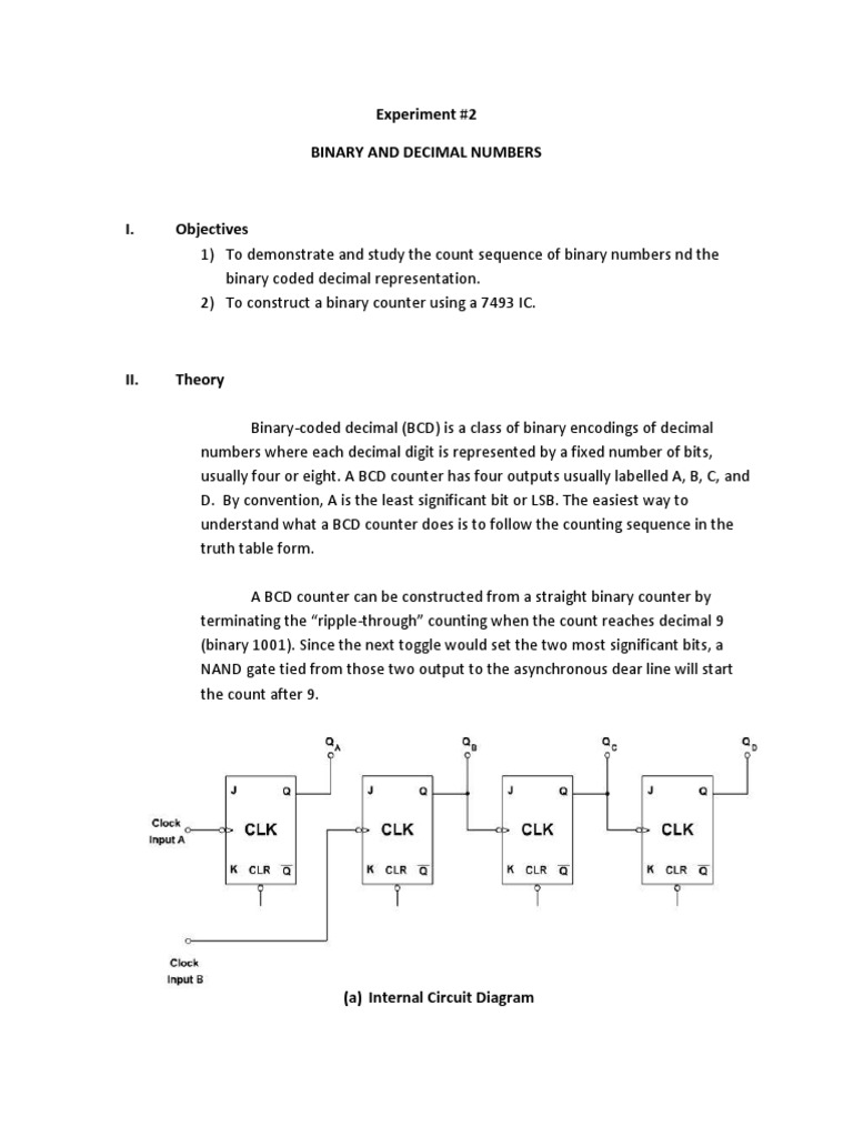 Experiment Binary And Decimal Numbers Pdf Binary Coded Decimal Electronic Circuits 