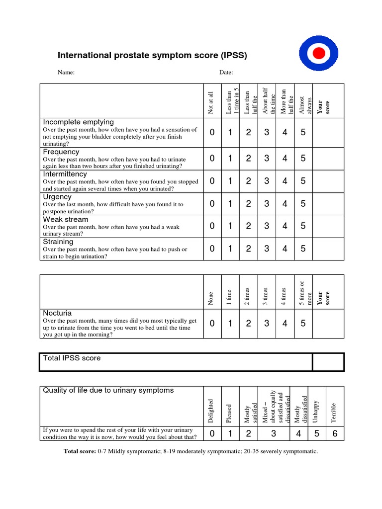 IPSS Questionnaire for Prostate Symptoms | PDF