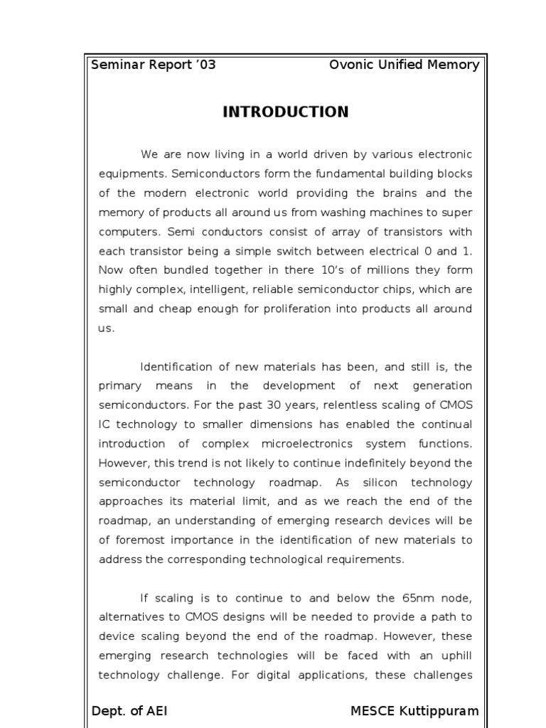 Ovonic Unified Memory | PDF | Cmos | Computer Data Storage