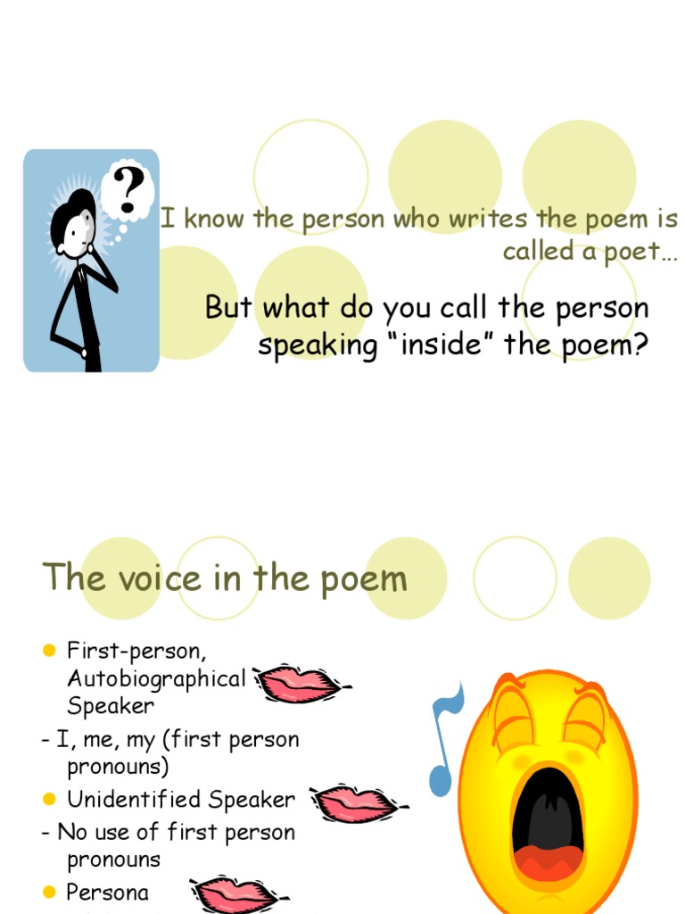 But What Do You Call The Person Speaking "Inside" The Poem?: I Know The ...