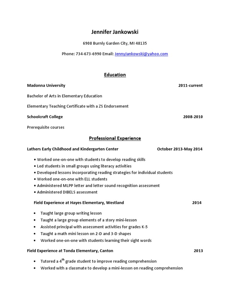 Jennifer Jankowski Resume | PDF