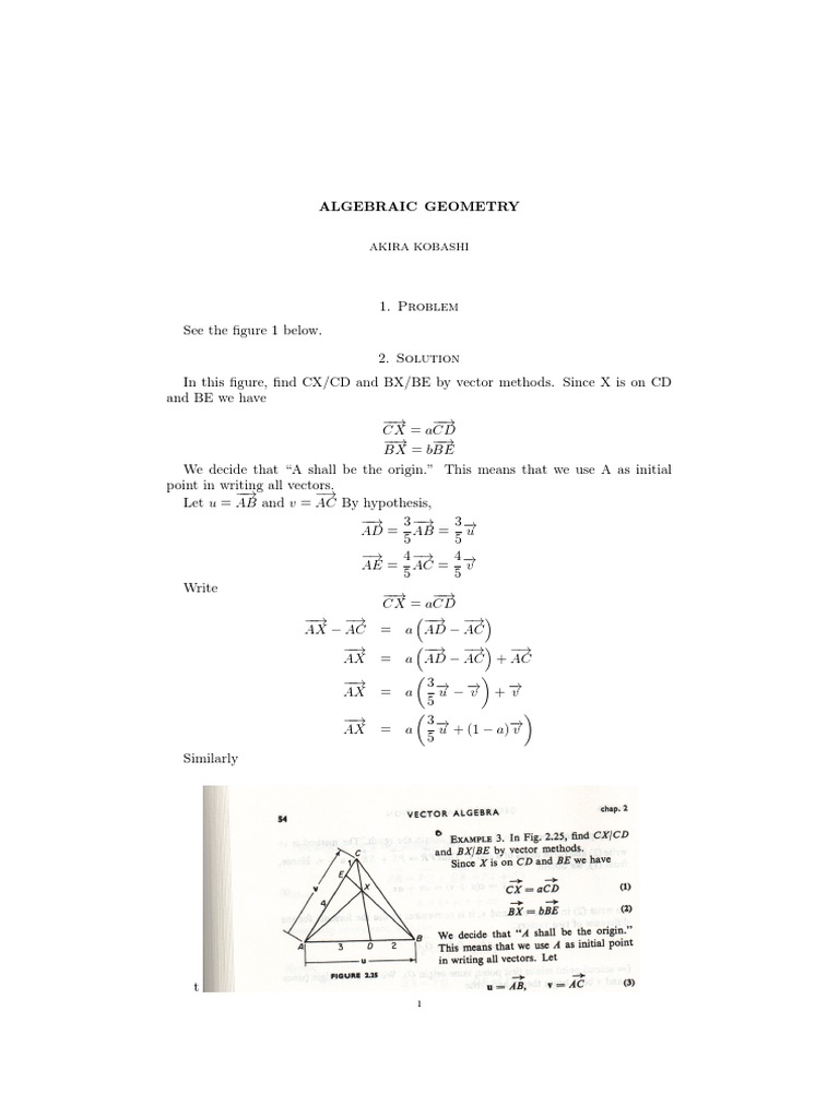 Algebraic Geometry Vectors | PDF