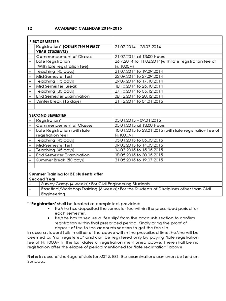 Academic Calendar 2014-2015 | PDF