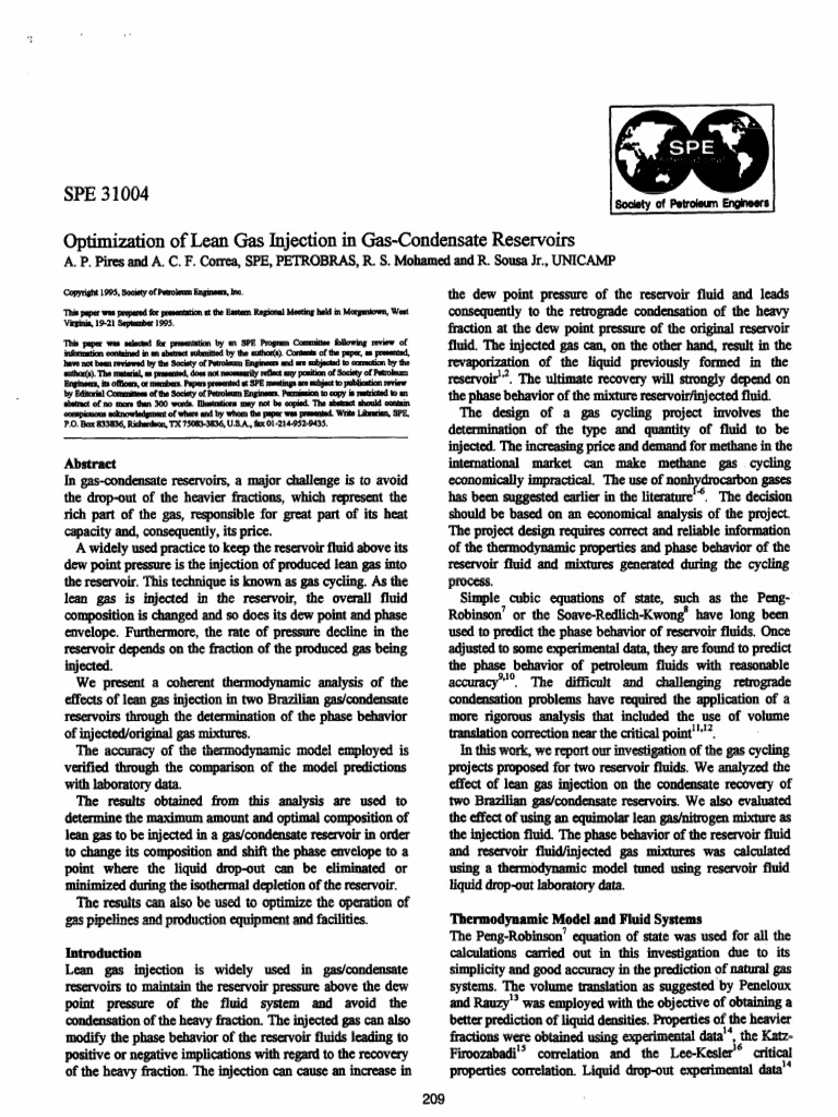 Optimization of Lean Gas Injection in Gas-Condensate Reservoirs | PDF ...