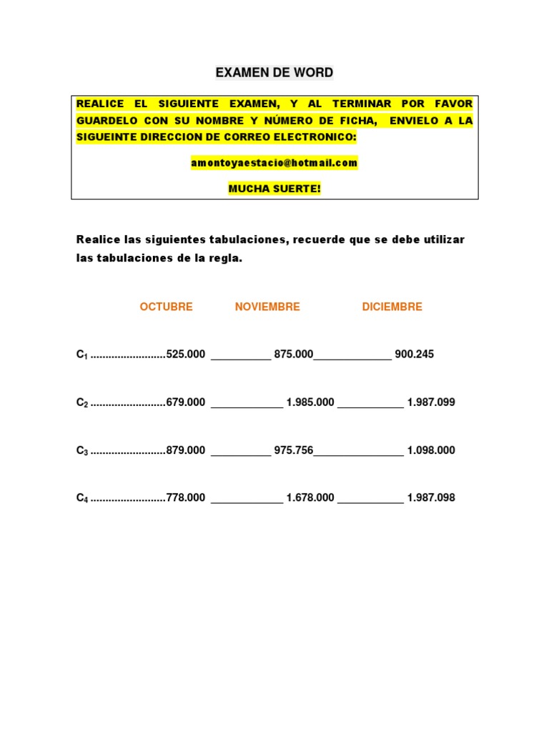 Examen Básico de Word