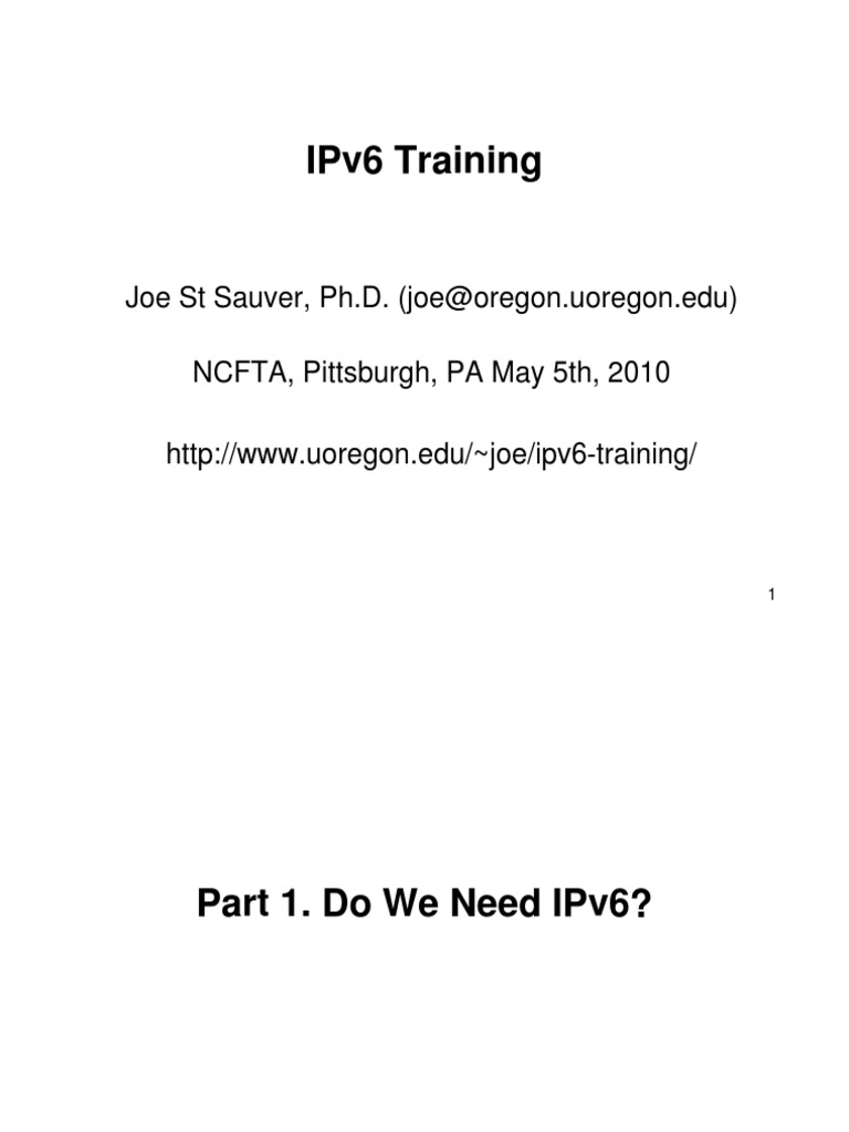 Ipv6 Training | PDF | I Pv6 | Computer Network