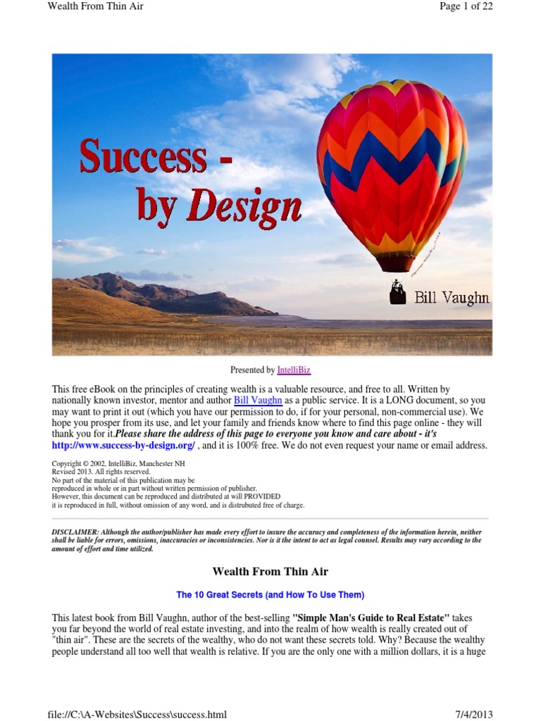 Bill Vaughn Wealth From Thin Air | PDF | Fear | Wealth