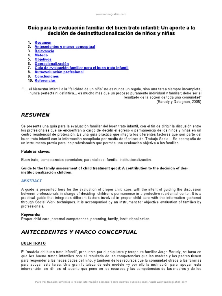 Guia Evaluacion Familiar Del Buen Trato Infantil | PDF | Adultos | Teoría de apego
