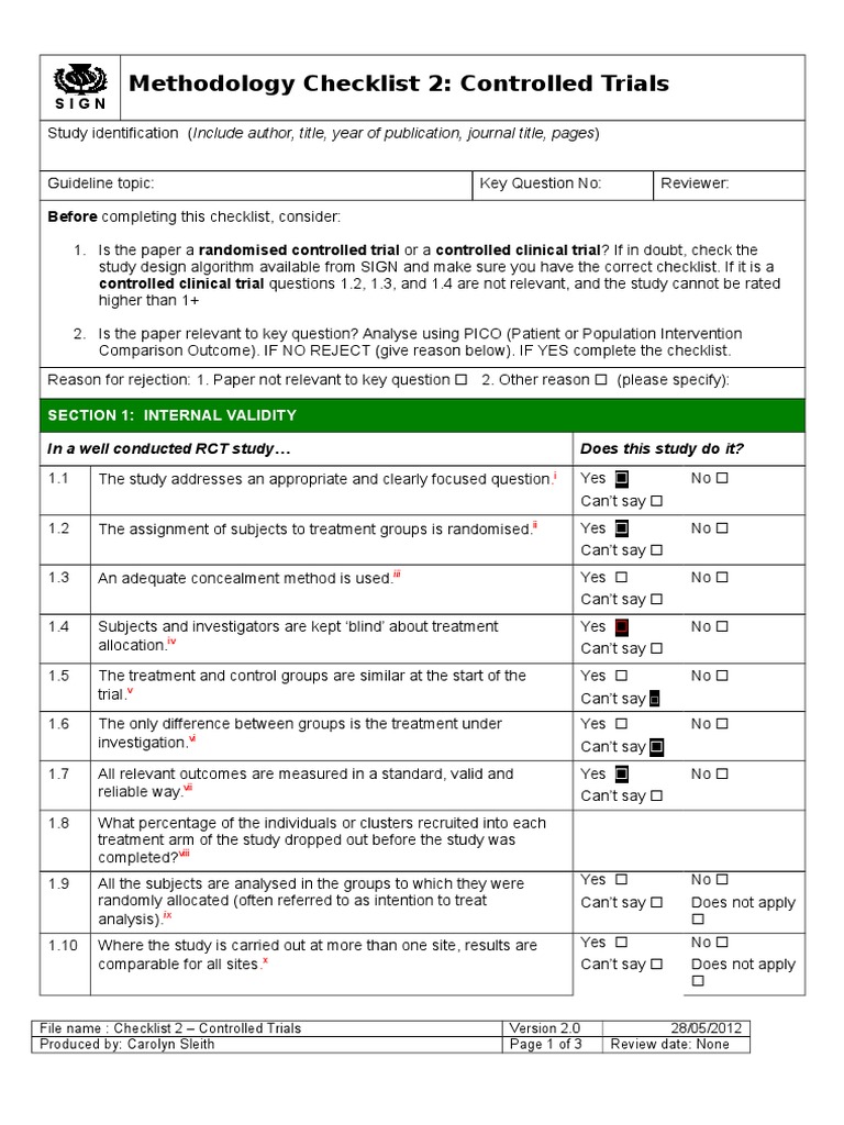 Checklist for Controlled Trials | Randomized Controlled Trial ...
