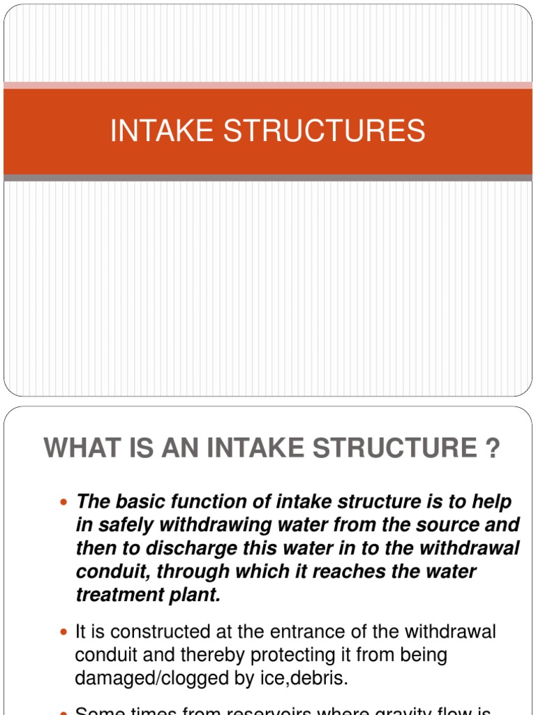 Intake Structures | PDF | Dam | Reservoir