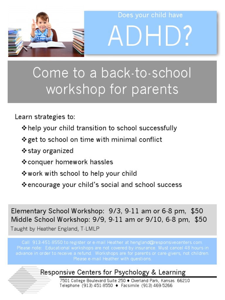 ADHD Workshop for Parents: Strategies Offered | PDF