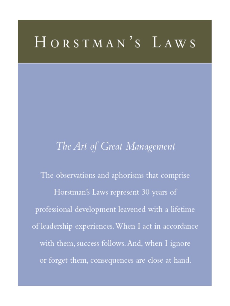 Horstmans Laws | PDF