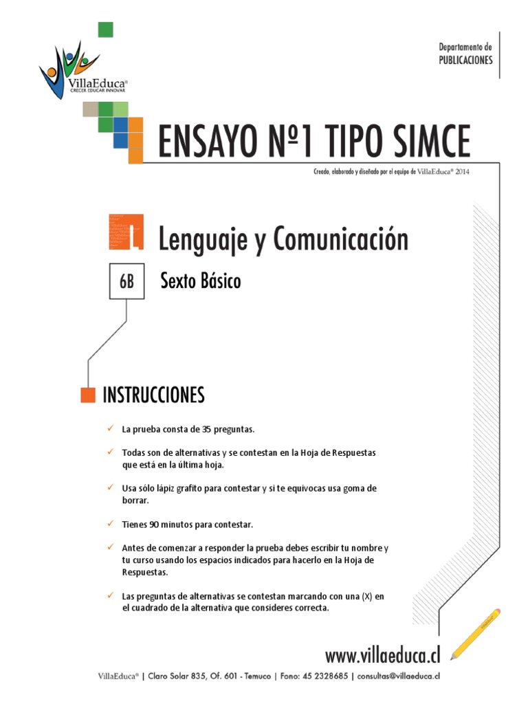Ensayo1 Simce Lenguaje 6basico 2014 | PDF | Pollo | Ensayos