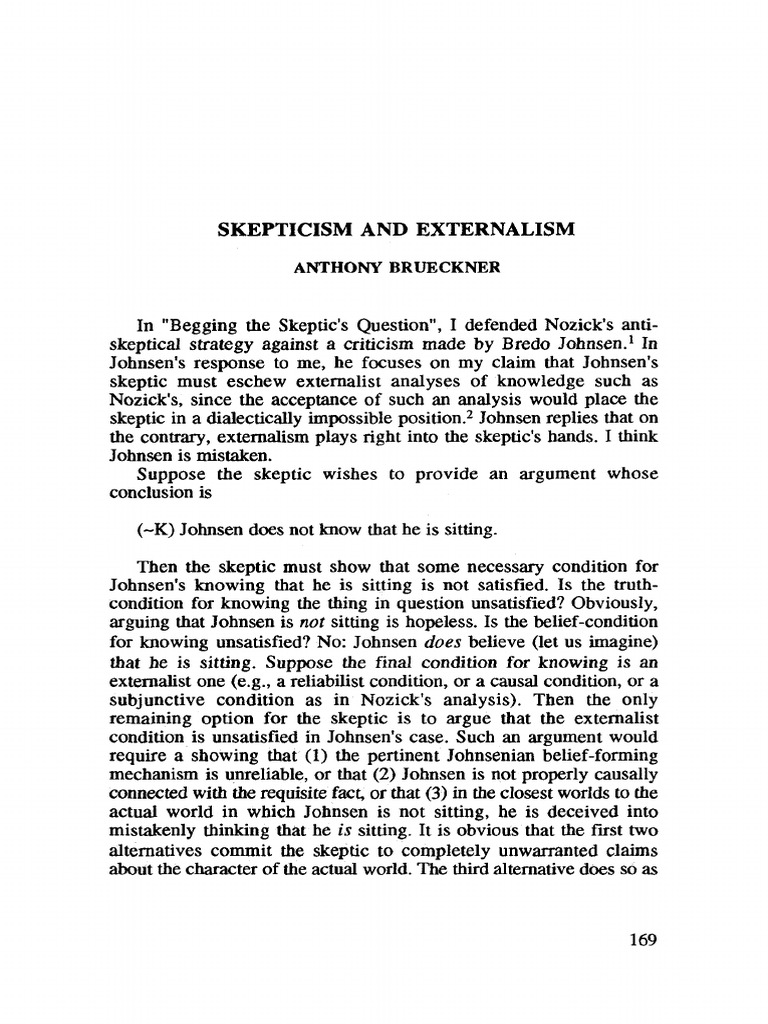 Skepticism and Externalism | PDF | Internalism And Externalism | Skepticism