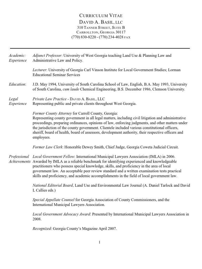 Resume - David A Basil - Walden University | PDF | Legal Education | Lawyer