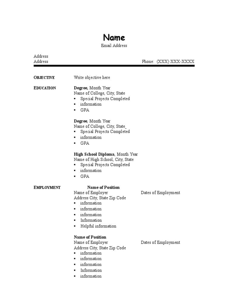 Comprehensive Resume Template | PDF