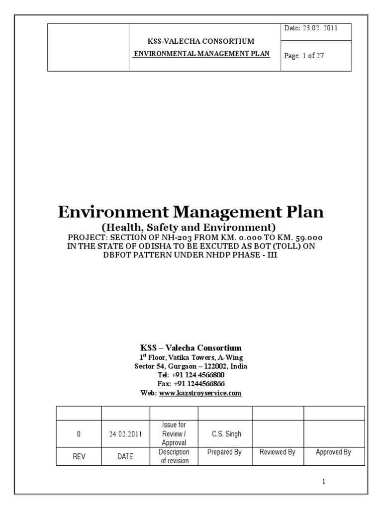 Environmental Management Plan for NH-203 | PDF | Natural Environment ...