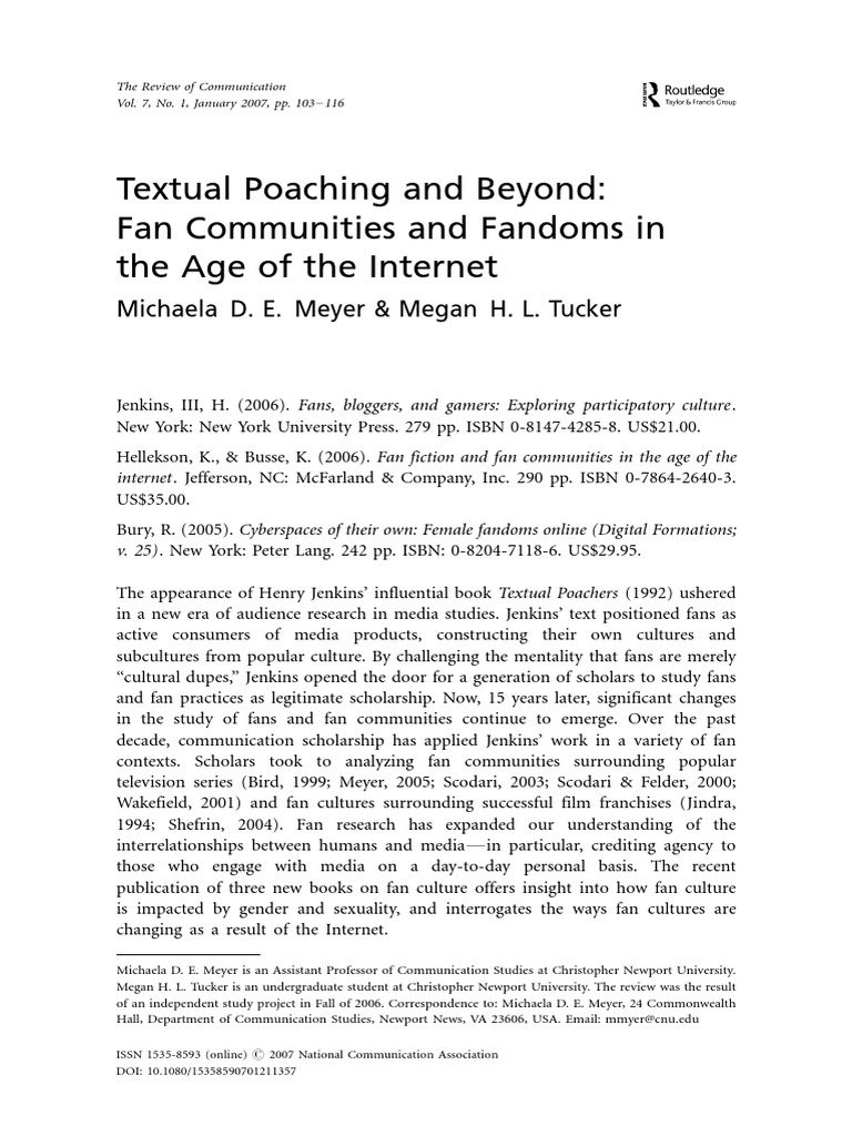 Textual Poachers and Beyond | PDF | Fan (Person) | Technological ...