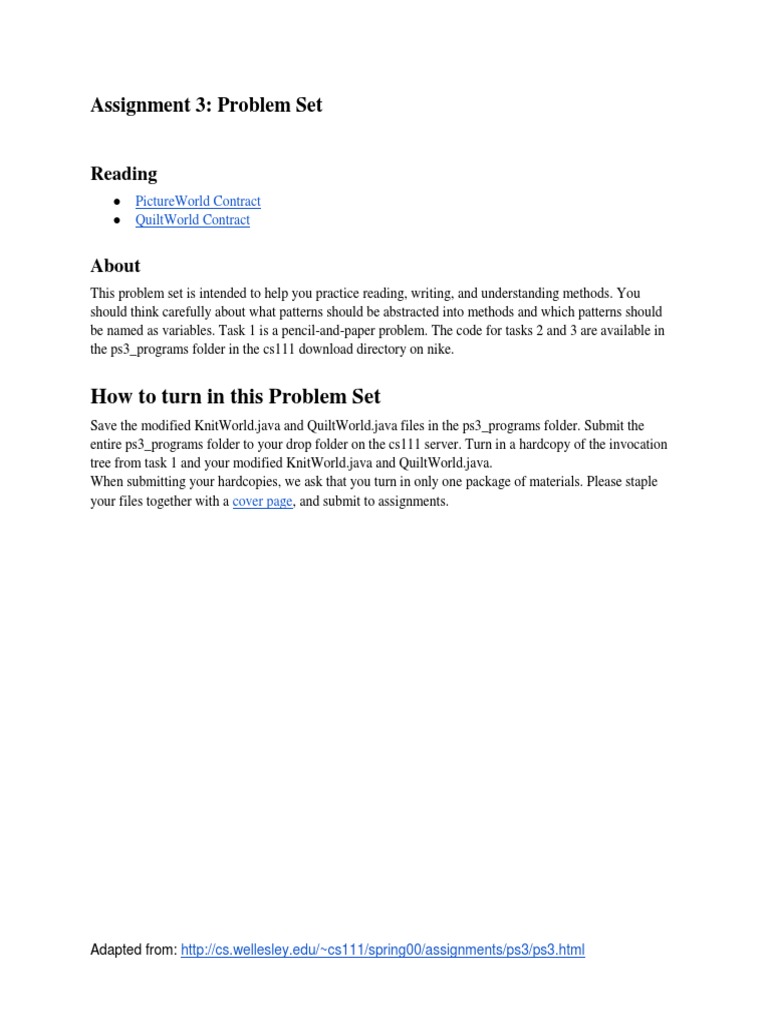 Assignment 3: Problem Set | PDF | Teaching Methods & Materials ...