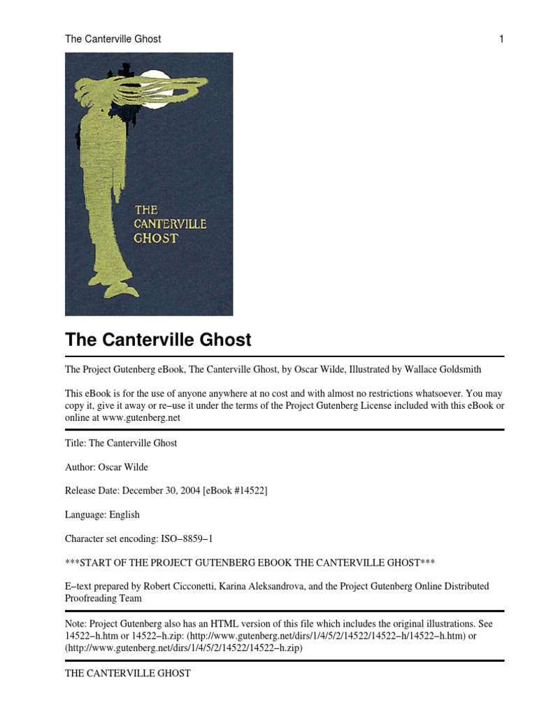 The Canterville Ghost | PDF | Nature | Project Gutenberg