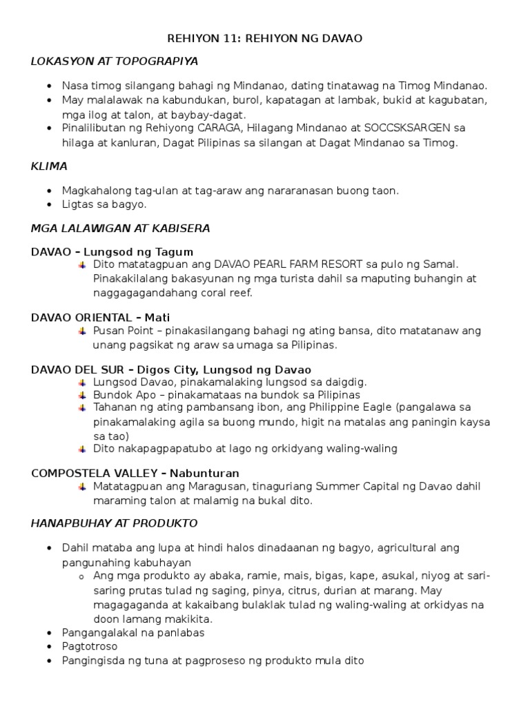 REHIYON 11: Rehiyon NG Davao | PDF