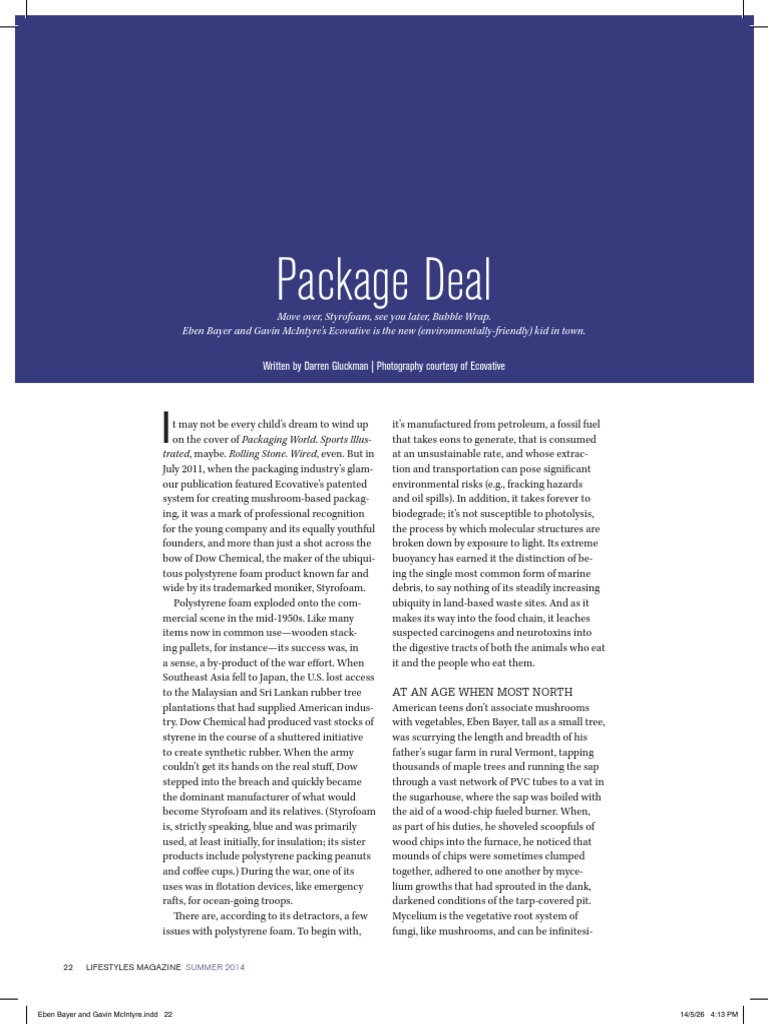 Eben Bayer and Gavin McIntyre: Ecovative | PDF | Industries | Nature