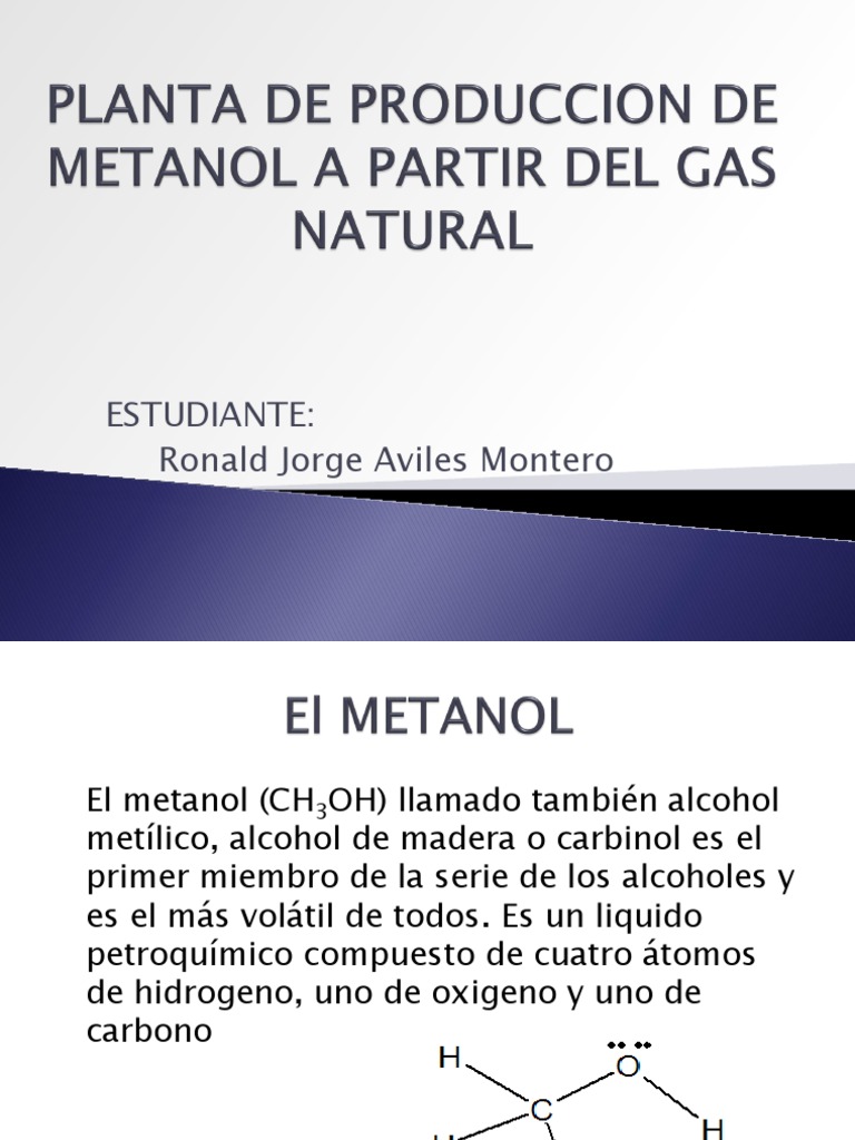 Producción de Metanol a partir de Gas Natural | PDF | Gas natural | Metano