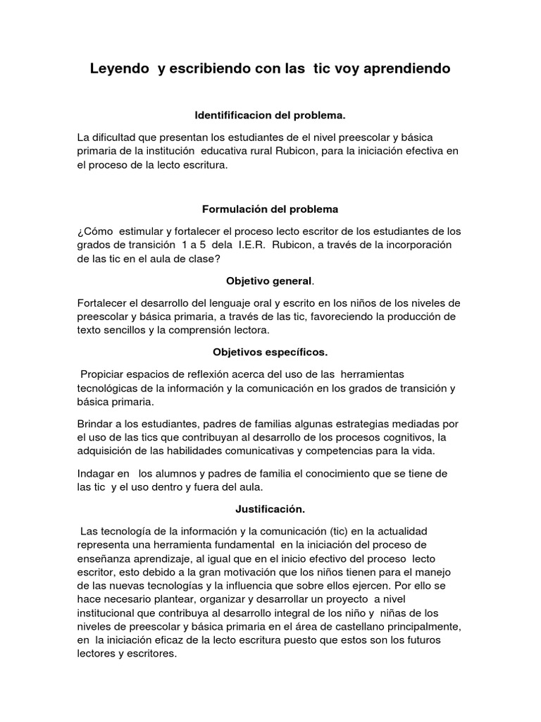 Leyendo y Escribiendo Con Las Tic Voy Aprendiendo | PDF | Educación ...