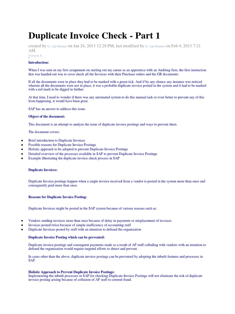 Duplicate Invoice Check | PDF | Cheque | Invoice