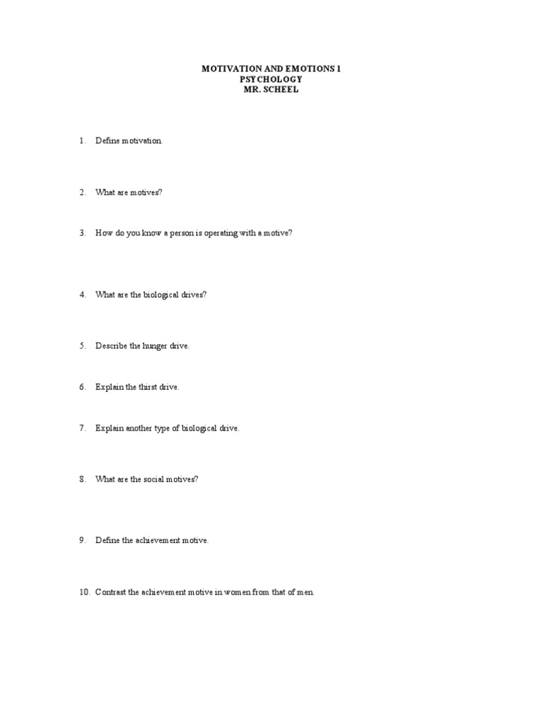 Motivation and Emotions 1 | PDF