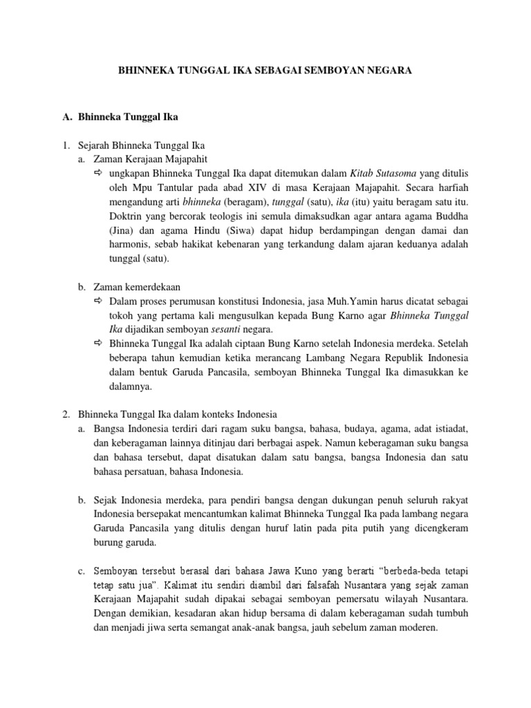 Bhinneka Tunggal Ika Sebagai Semboyan Negara | PDF