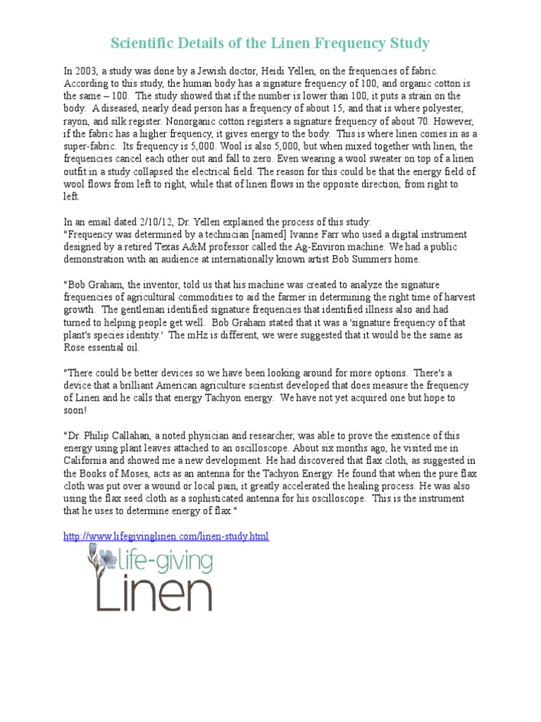 Scientific Details of The Linen Frequency Study | PDF | Linens | Flax