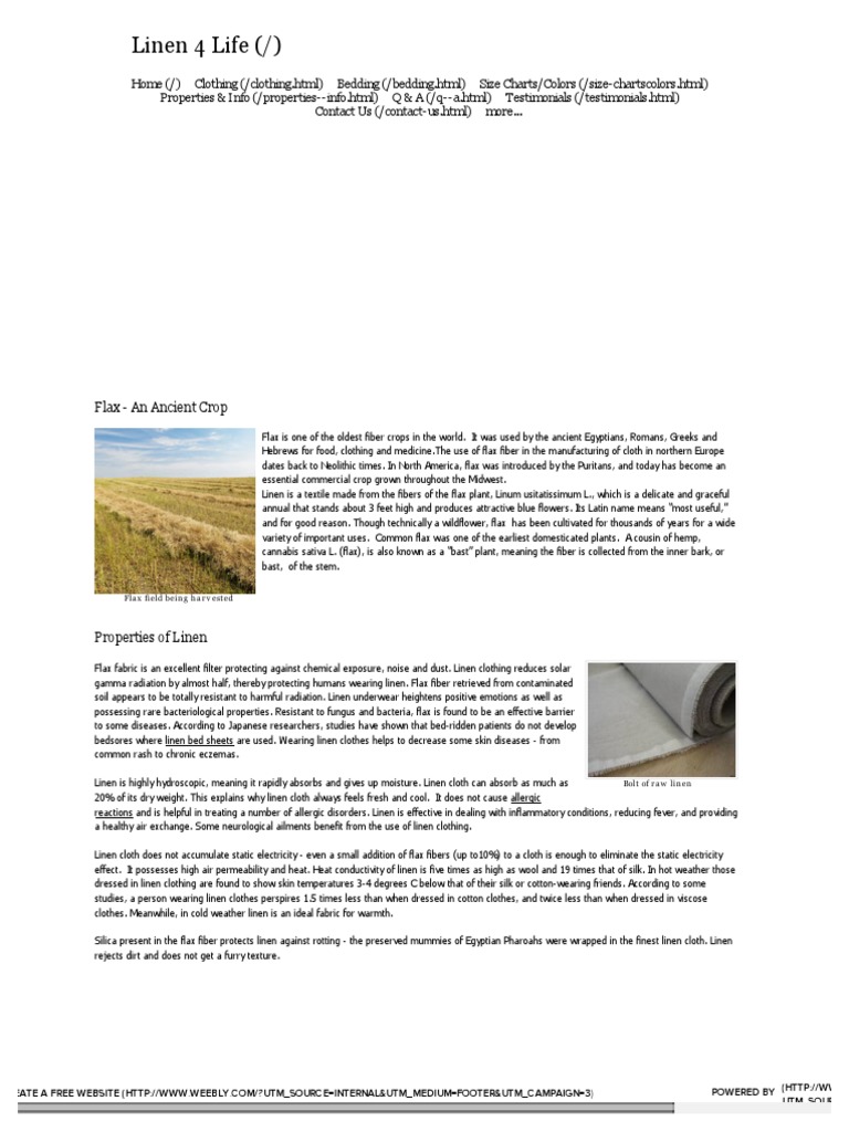 Properties & Info - Linen 4 Life | PDF | Linens | Flax