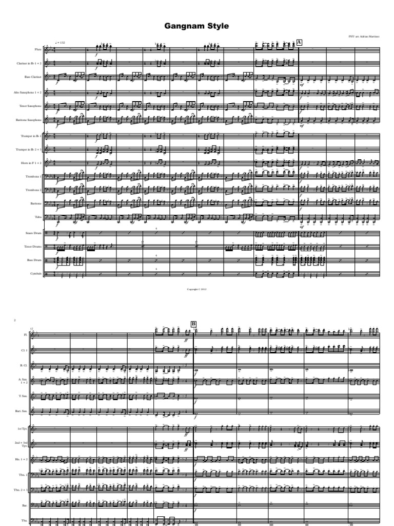 Gangnam Style Note Sheet
