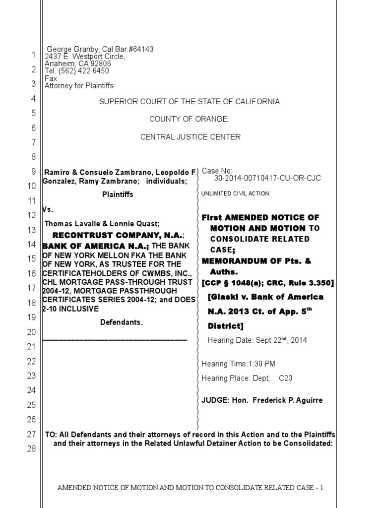 Motion to Consolidate Related Case | Urban | Legal Documents