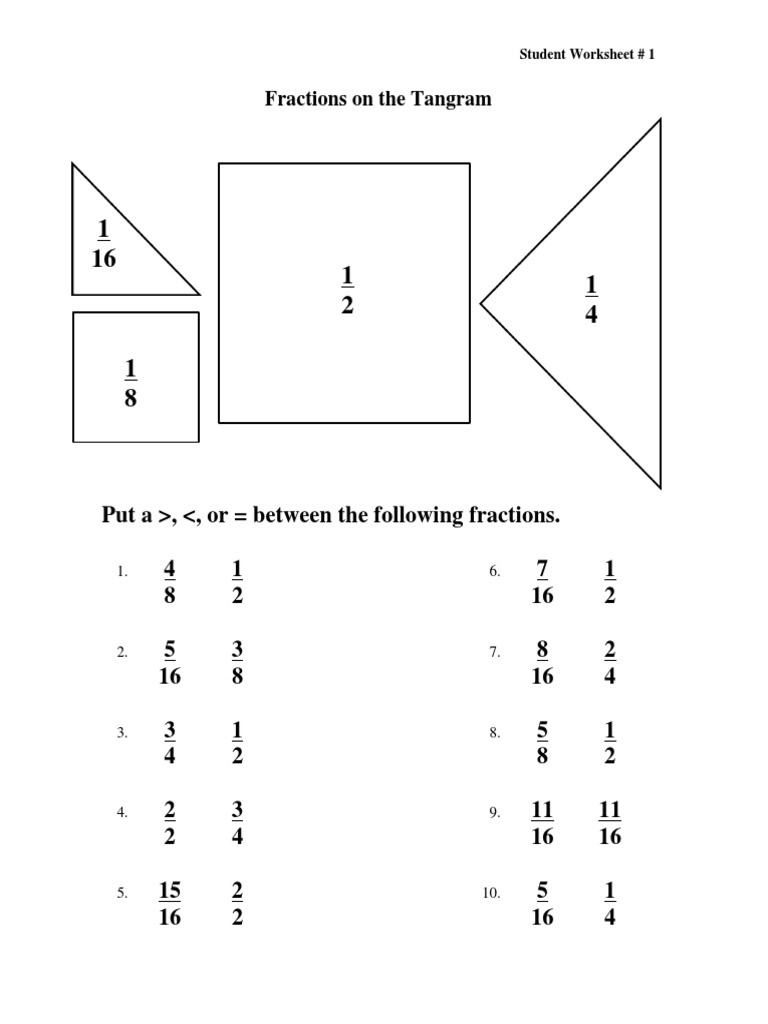 Tangram Fraction Comparison Worksheet | PDF