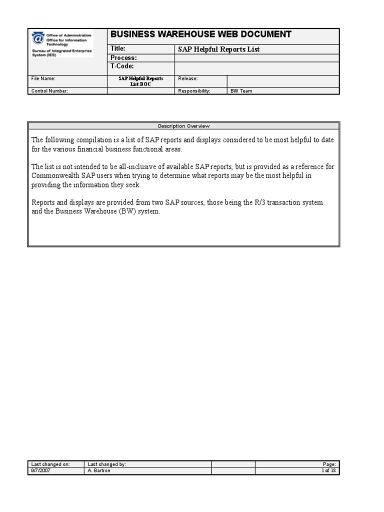 Sap Helpful Reports List | PDF | Accounts Payable | Accounting