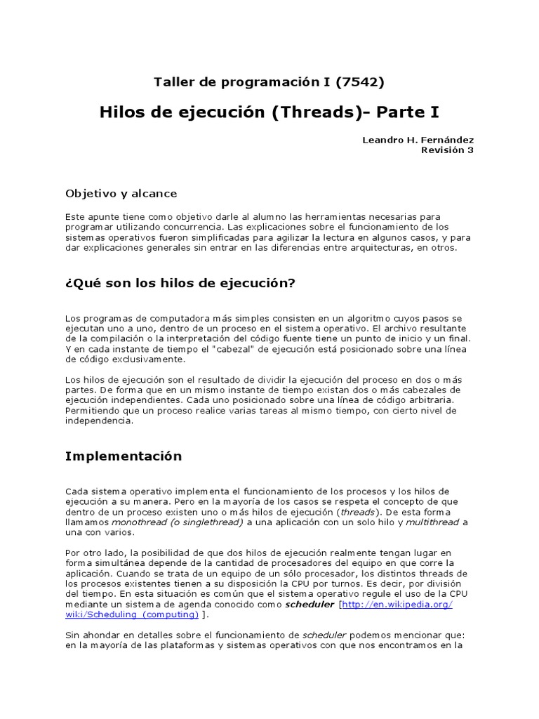 Clase 4 Threads 1 | PDF | Hilo (Computación) | Unidad Central de procesamiento