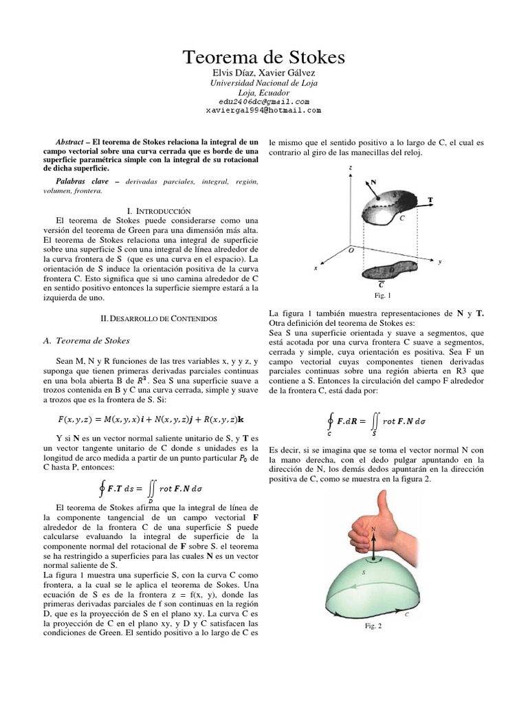 Teorema de Stokes | PDF | Integral | Curva