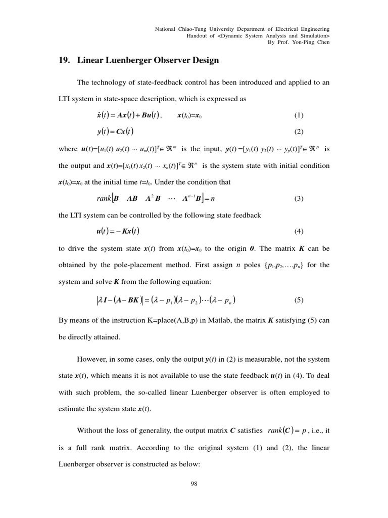 Dynamic System Analysis And Simulation 19 Pdf Eigenvalues And Eigenvectors Applied