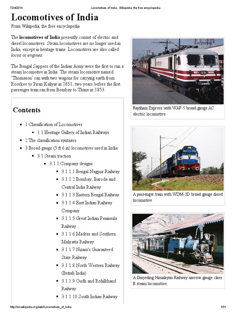 Locomotives of India - Wikipedia, The Free Encyclopedia | PDF | Rail ...
