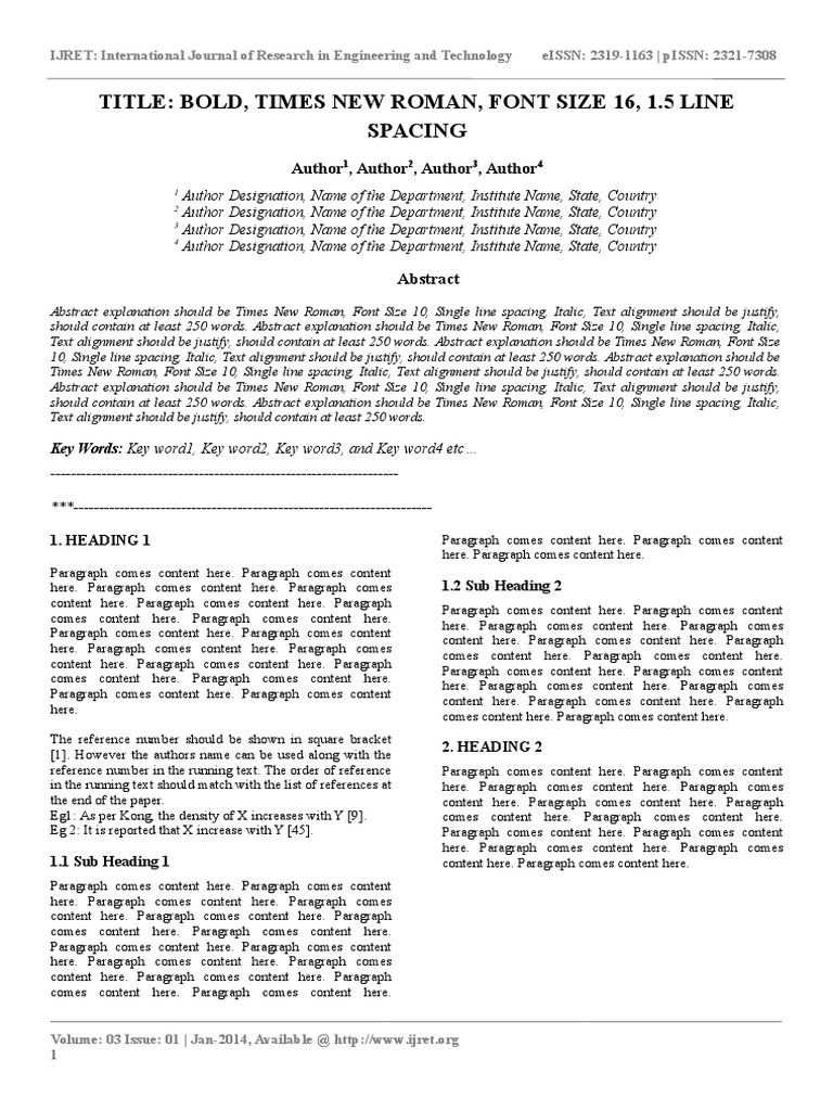 IJRET Manuscript Template | Download Free PDF | Latin Alphabet | Text