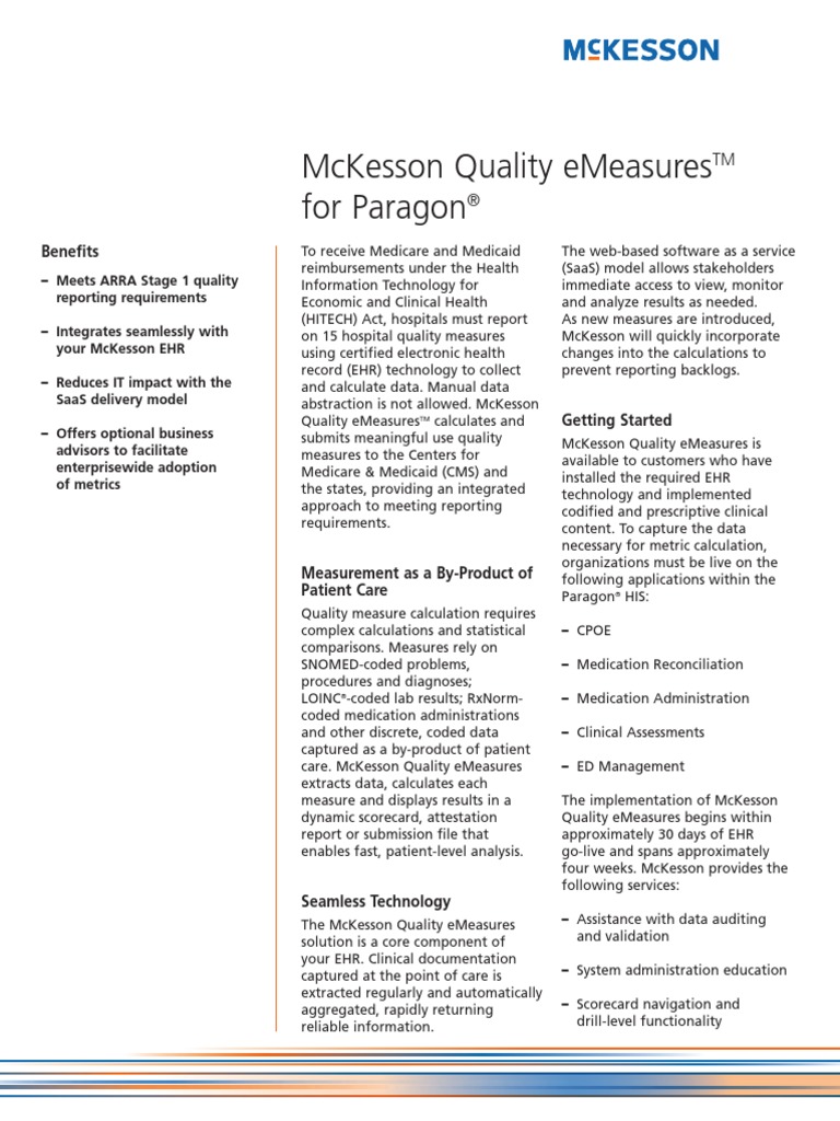 McKesson Quality EMeasures for Paragon | Electronic Health Record ...